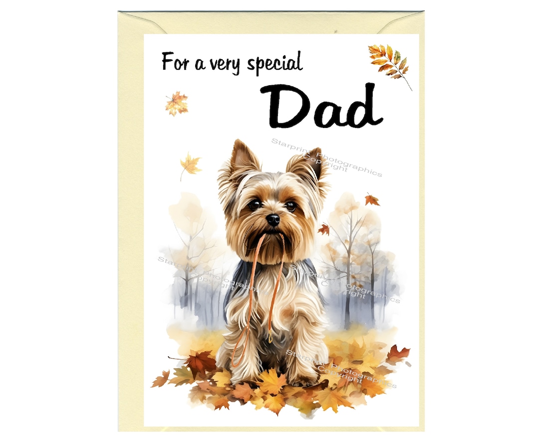 Yorkshire Terrier, Yorkie Dog Blank Card /notelet for DAD (6" X 4 ...