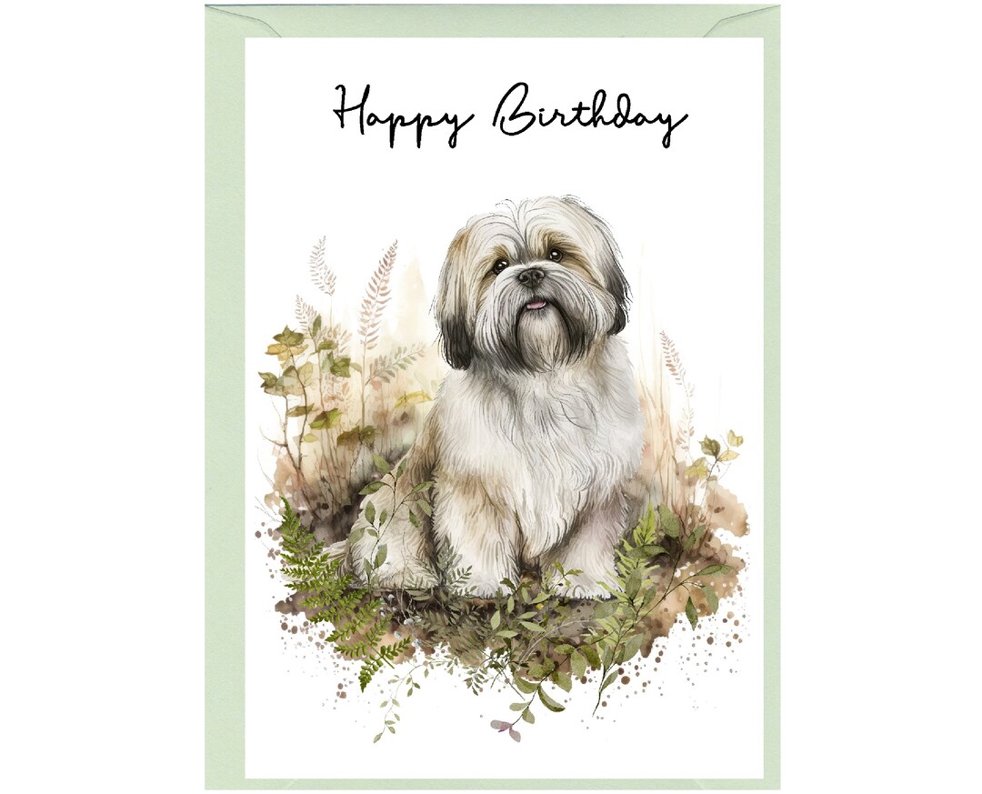 Lhasa Apso Dog "happy Birthday" Card (6"x 4") With Envelope. Blank ...