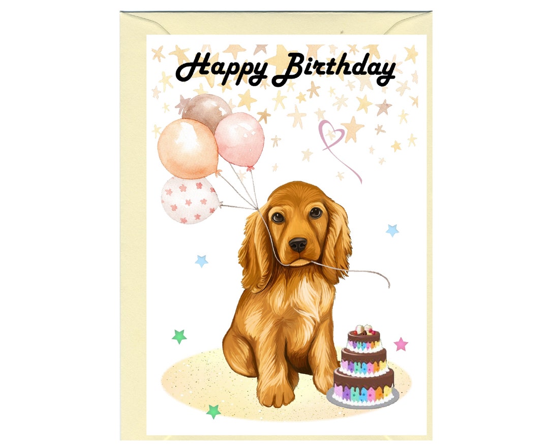 Cocker Spaniel Dog happy Birthday Card 6 X - Etsy UK
