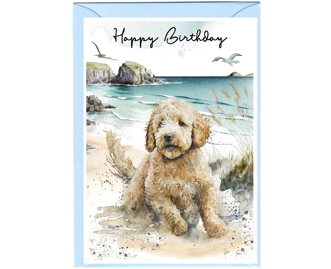 Golden Doodle / Labradoodle Dog "happy Birthday" Card (6"x 4") With ...