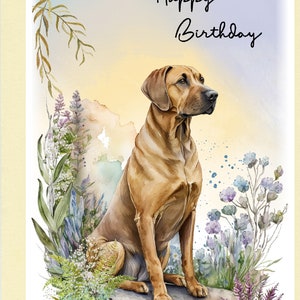 Rhodesian Ridgeback Dog "happy Birthday" Card (6"x 4") With Envelope ...