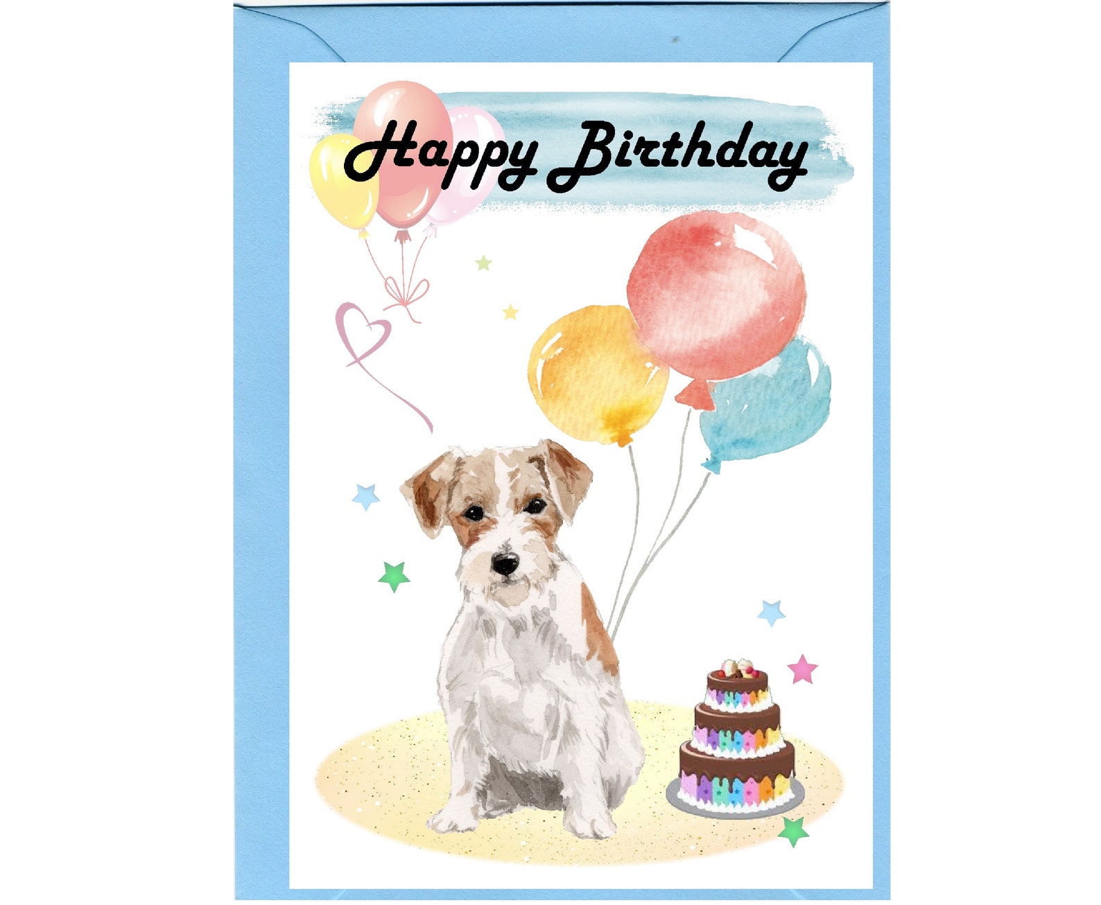Jack Russell Terrier Dog "happy Birthday" Card (6" X 4") With Envelope ...