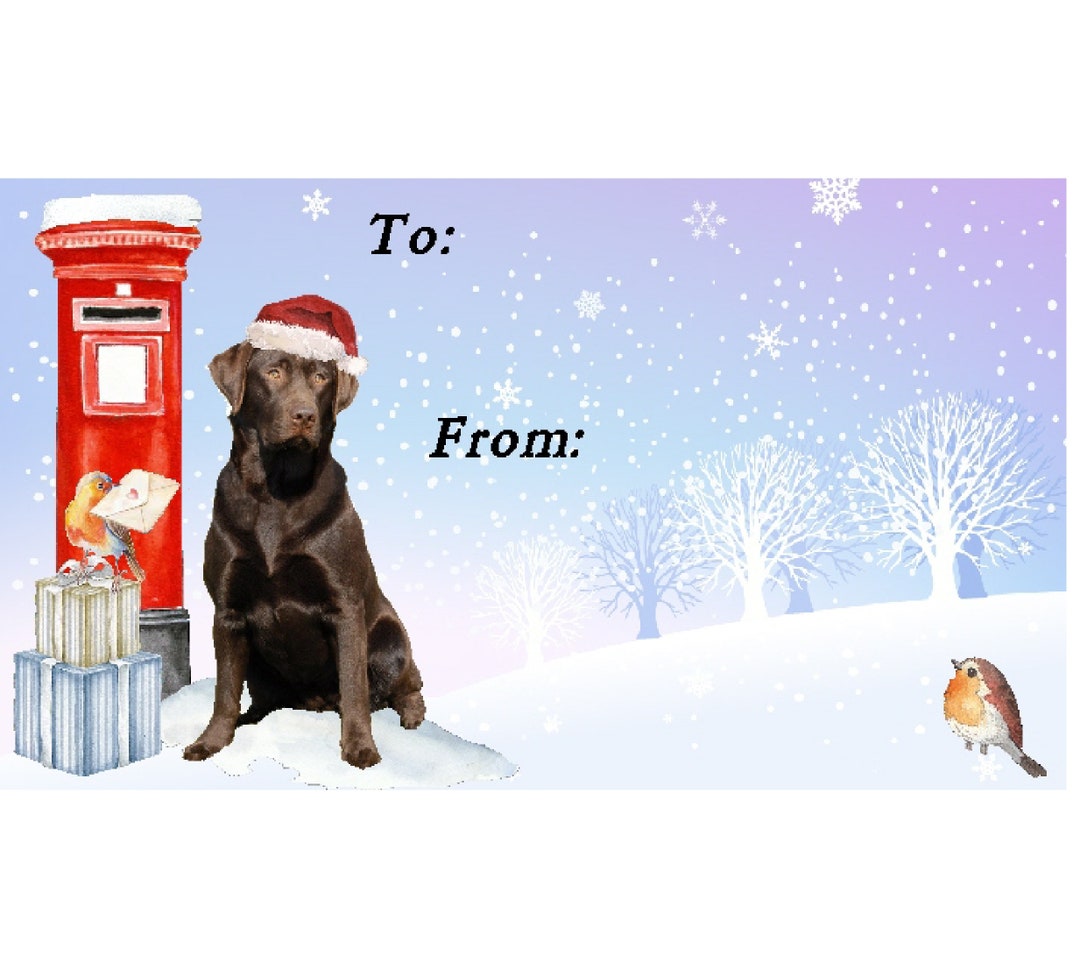 Labrador Retriever chocolate Dog Christmas Gift Labels, Peel off Self ...