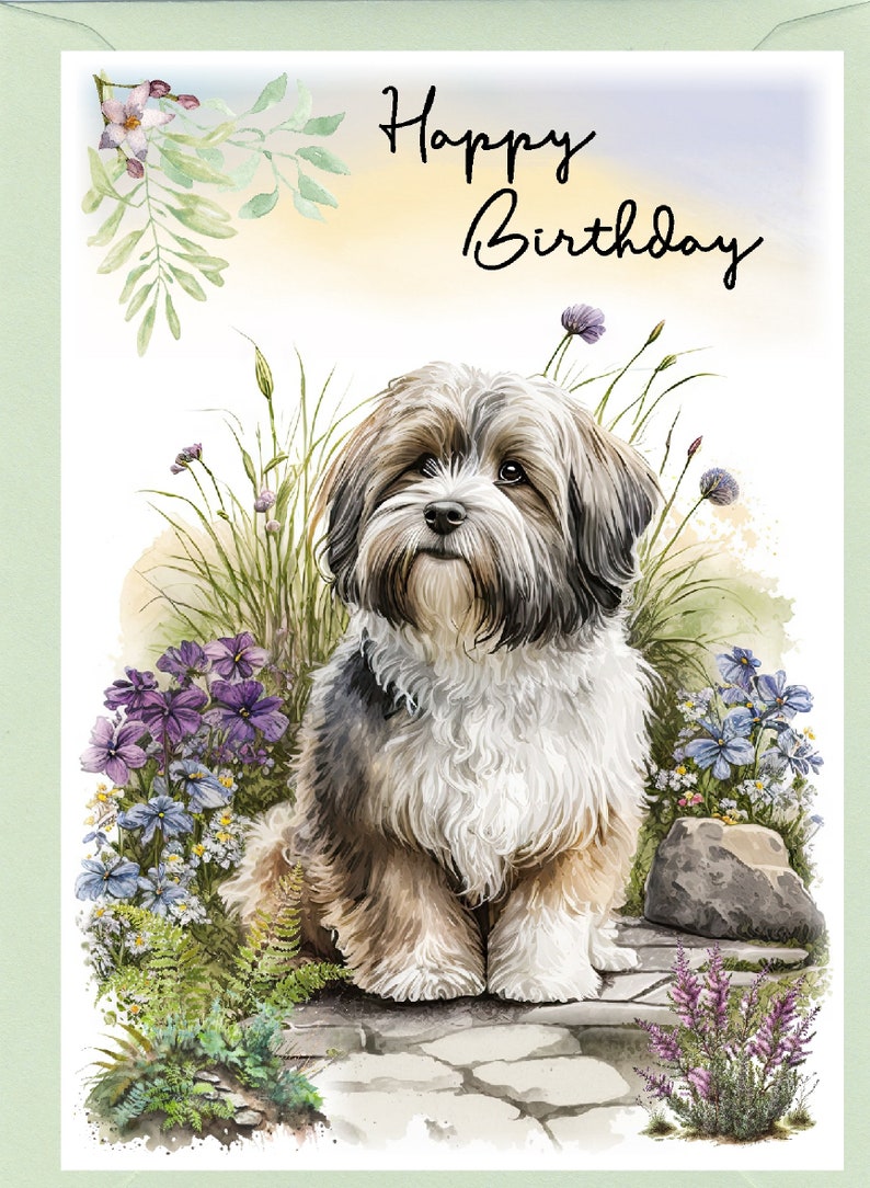 Havanese Dog "happy Birthday" Card (6"x 4") With Envelope. Blank Inside ...