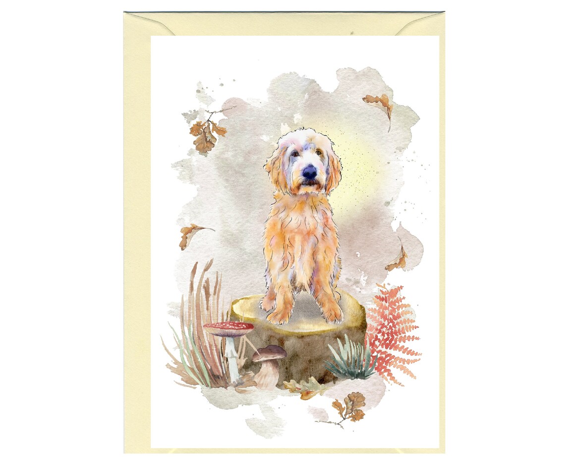 Personalised Labradoodle Golden Dog Greetings Card /notelet (6" X 4 ...
