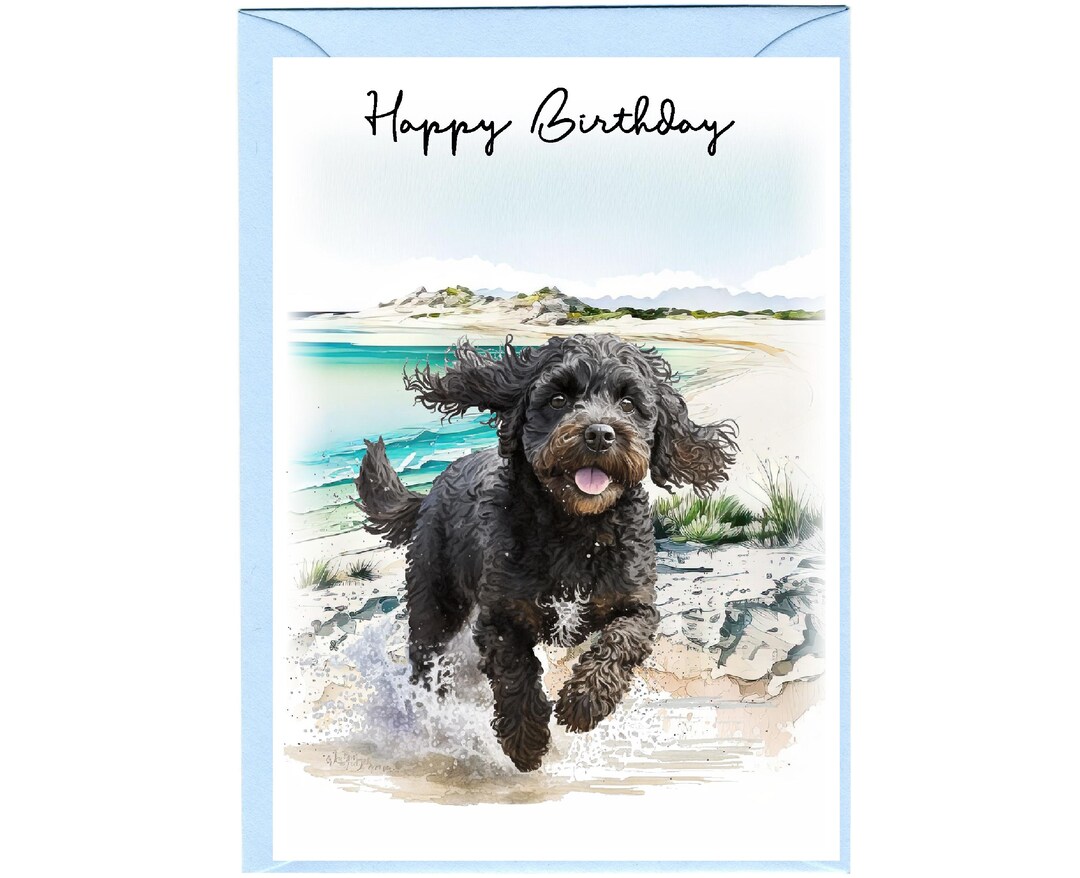 Cockapoo Doodle Dog "happy Birthday" Card With Envelope - Blank Inside ...