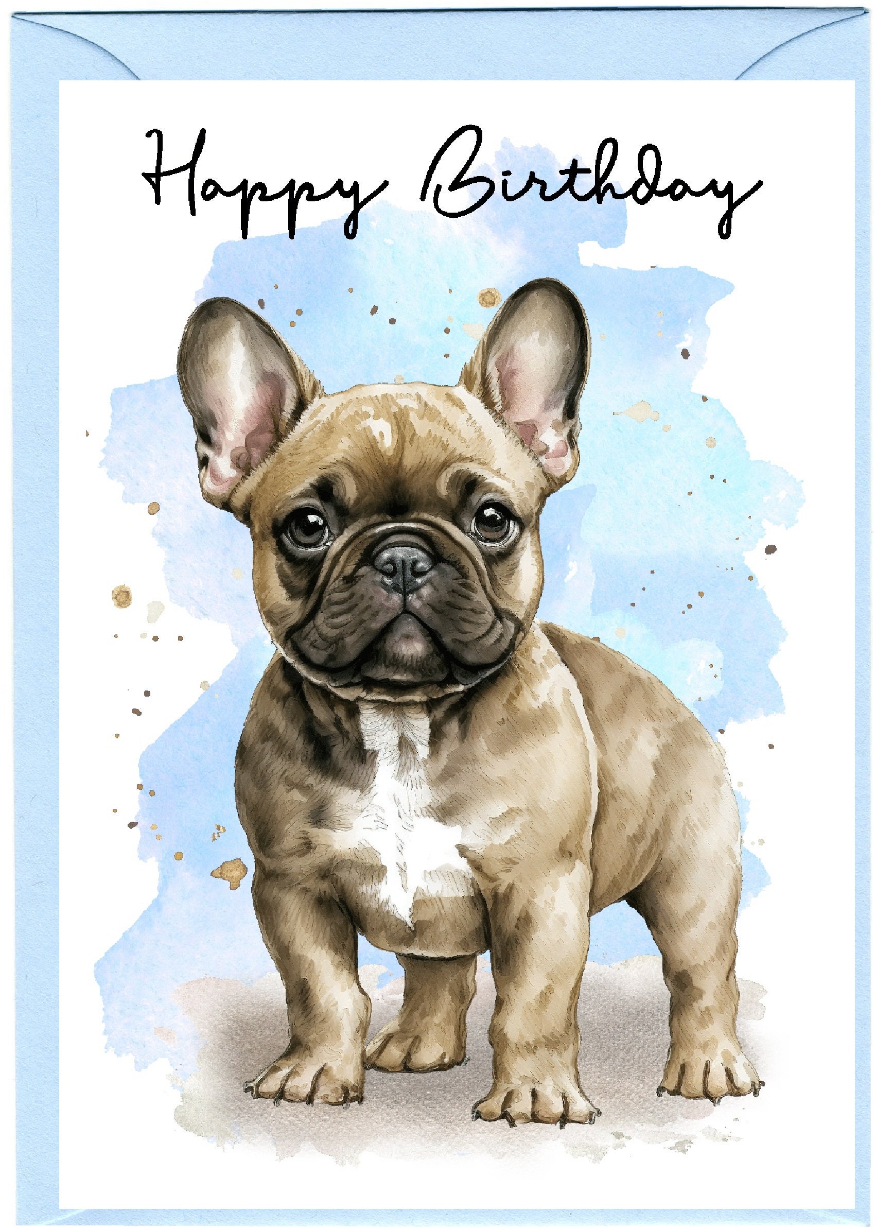 French Bulldog / Frenchie Dog "happy Birthday" Card (6"x 4") With ...