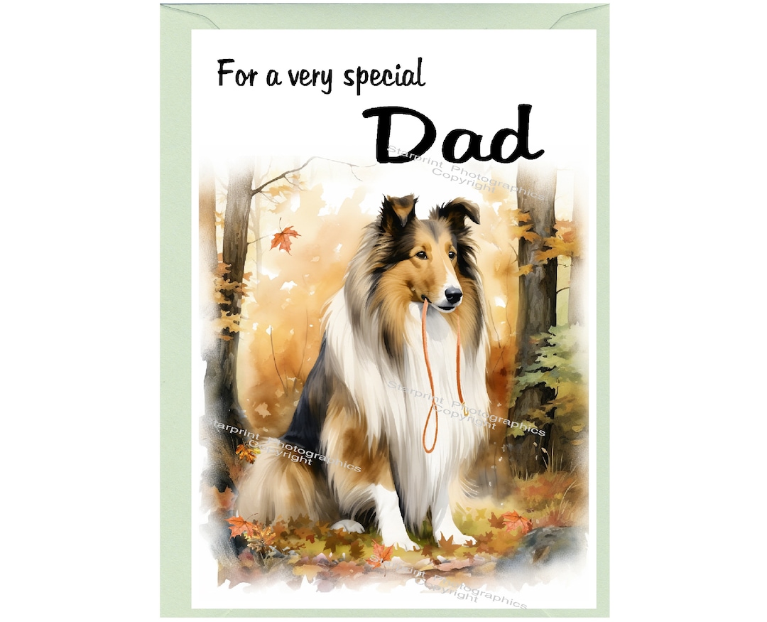 Rough Collie (lassie) Dog Blank Card /notelet for DAD (6" X 4") With ...