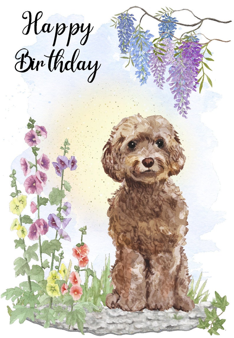 Cockapoo / Doodle Dog happy Birthday Card 6 - Etsy