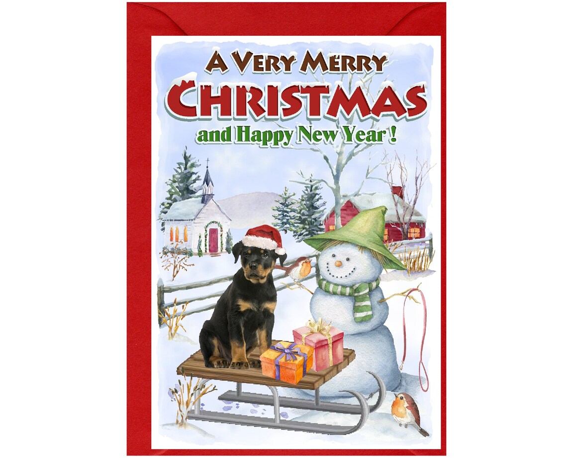 Rottweiler Dog Christmas Card 6 X 4 Blank Inside - Etsy