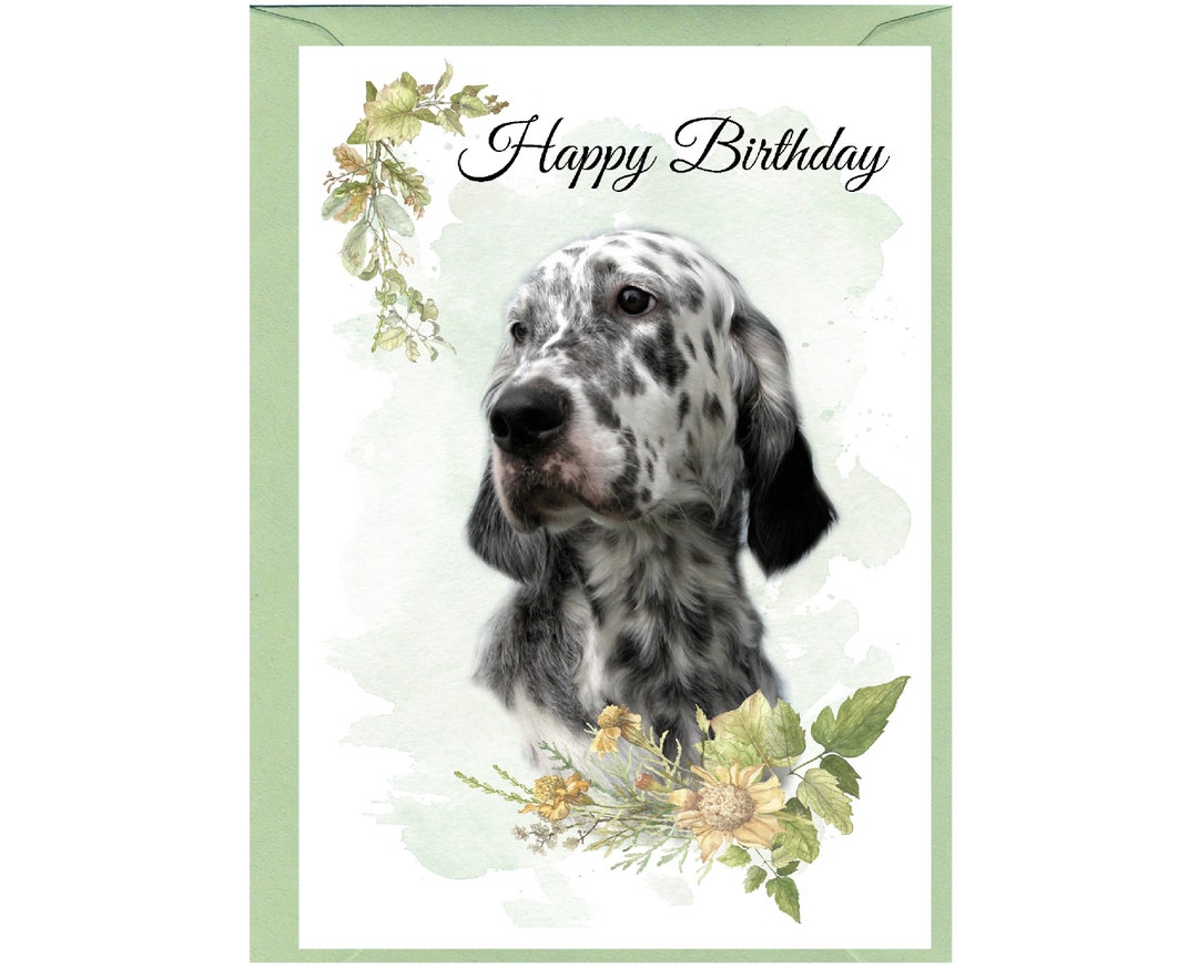 English Setter Dog "happy Birthday" Card (6"x 4") With Envelope. Blank ...