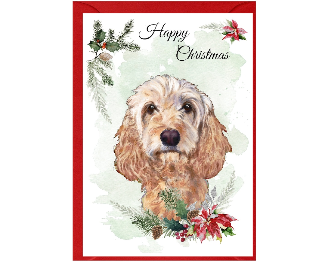 Cockapoo / Doodle Dog Christmas Card (6" X 4") Blank Inside - With ...