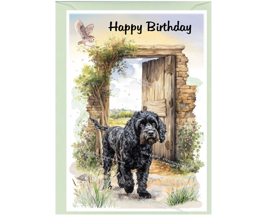 Cockapoo / Doodle (black) Dog "happy Birthday" Card (6" X 4") With ...