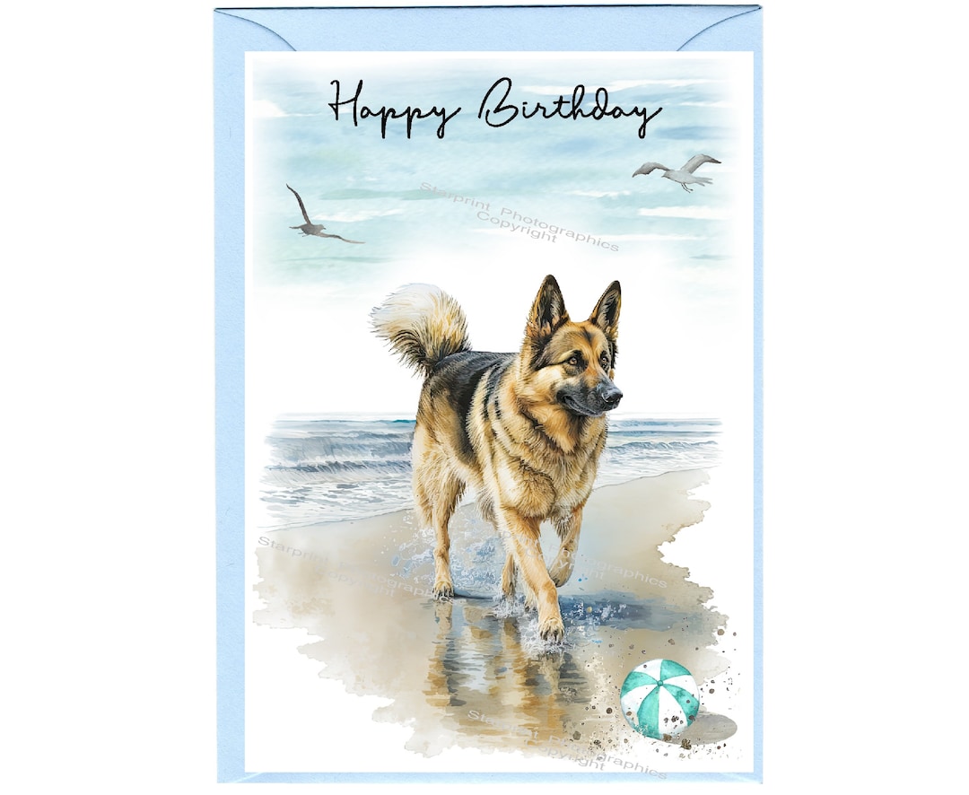 German Shepherd Dog happy Birthday Card 6 X 4 With Envelope Blank ...