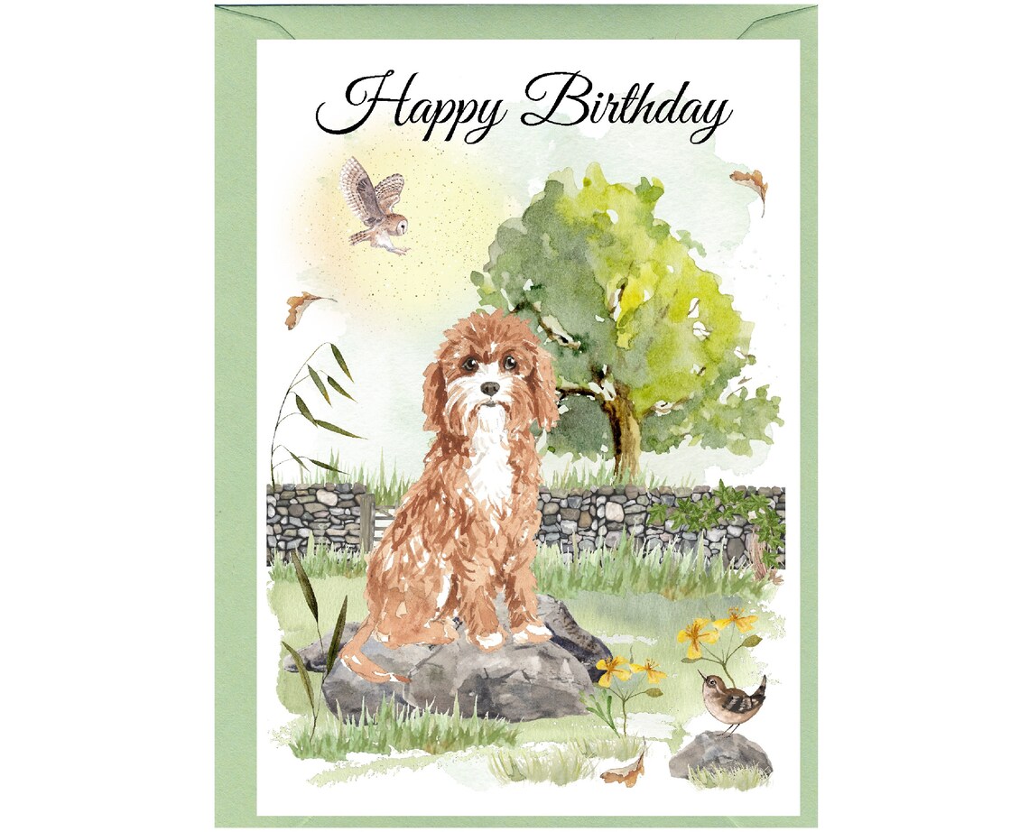 Cavapoo / Doodle Dog happy Birthday Card 6 - Etsy