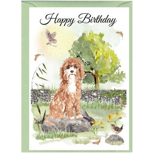 Cavapoo / Doodle Dog "happy Birthday" Card (6" X 4") With Envelope ...