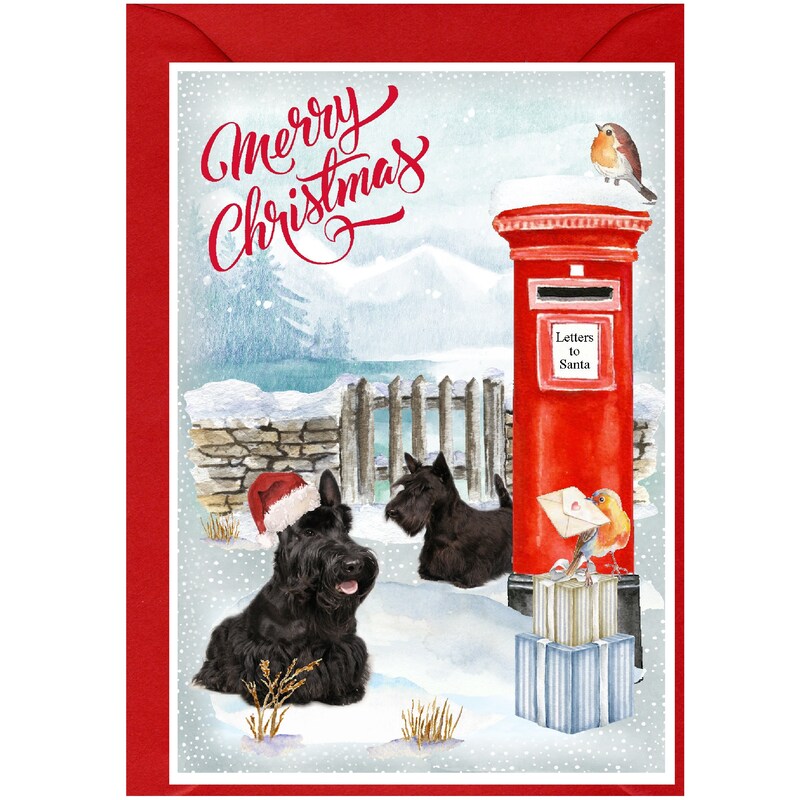 Scottie Dog Christmas Card - Etsy