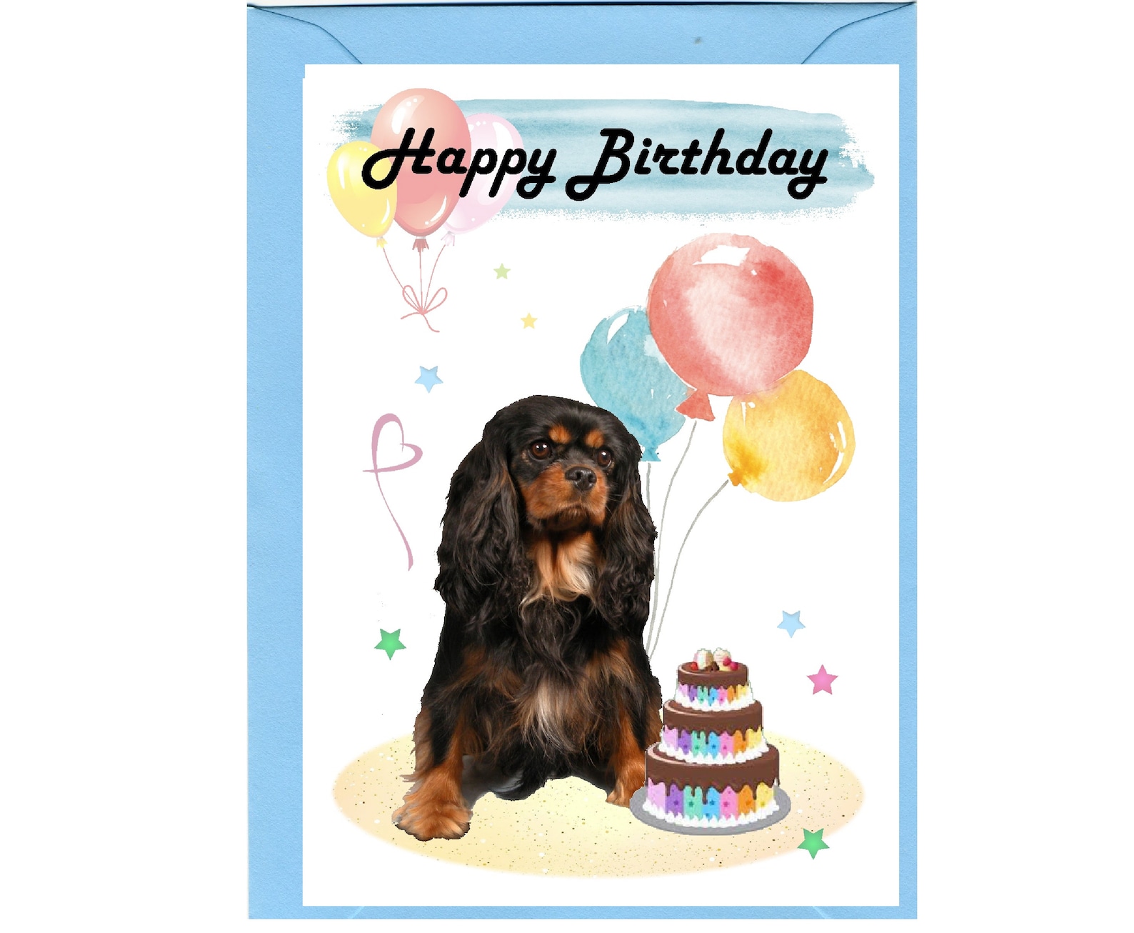 Cavalier King Charles Spaniel Dog "happy Birthday" Card (6"x 4") With ...