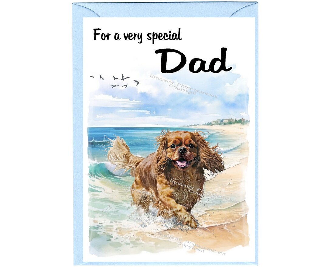 Cavalier King Charles Spaniel Dog Blank Card /notelet for DAD (6" X 4 ...
