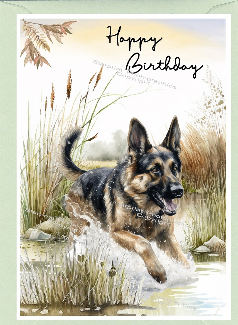 German Shepherd Dog "happy Birthday" Card (6" X 4") With Envelope ...