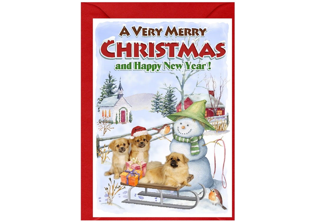 Tibetan Spaniel Dog Christmas Card (6" X 4") Blank Inside - With ...