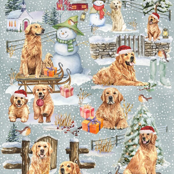 Christmas Golden Retriever Wrapping Paper - Etsy