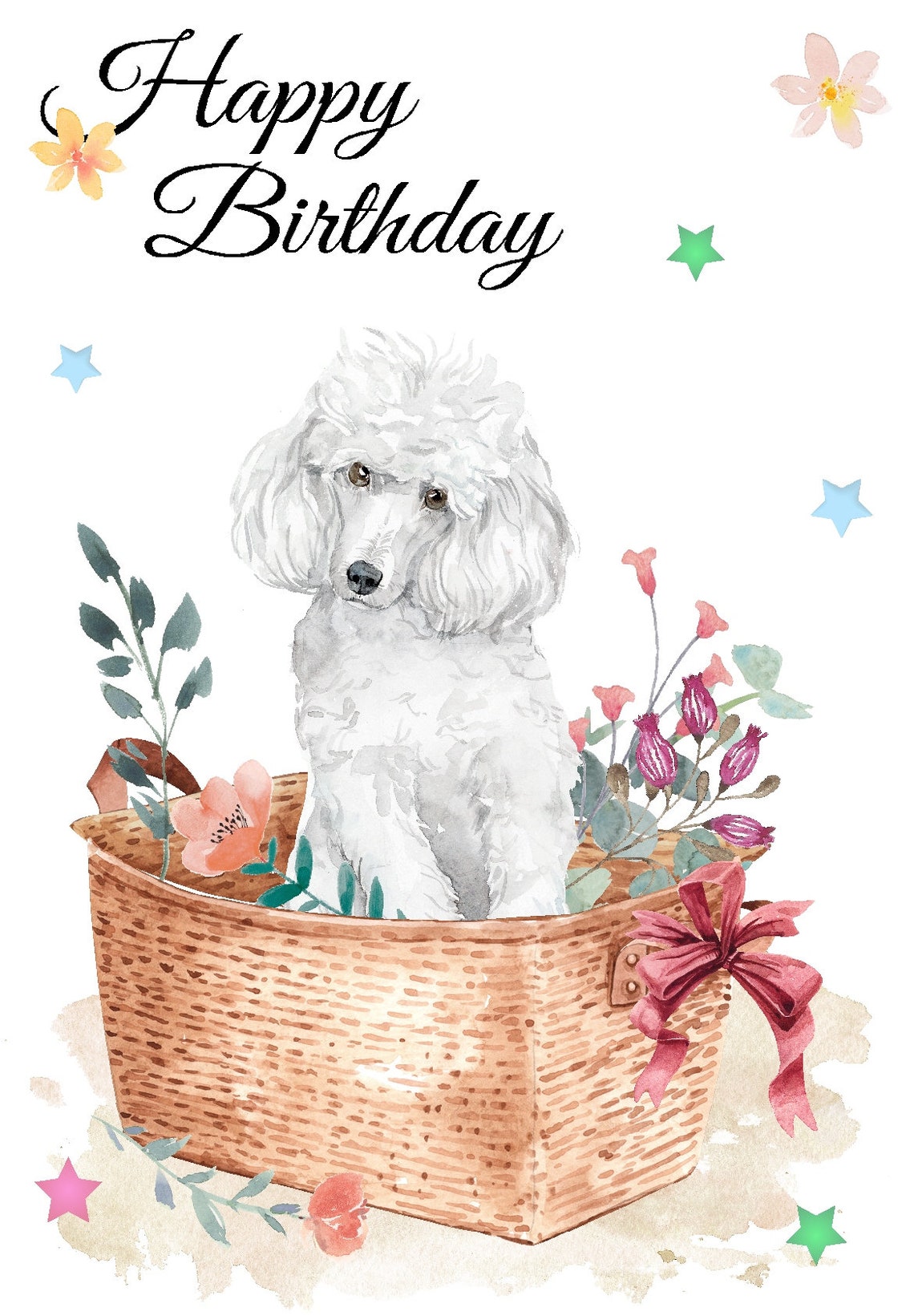 Poodle White Dog happy Birthday Card 6x | Etsy UK