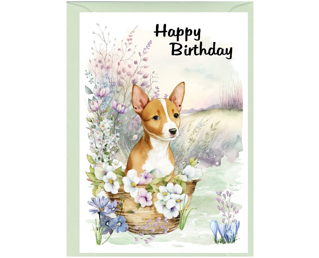 Basenji Dog "happy Birthday" Card (6" X 4") With Envelope - Blank ...