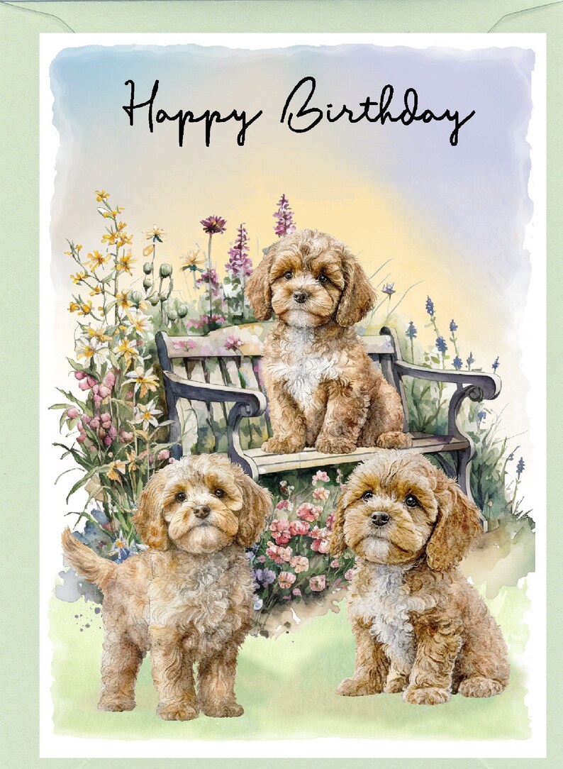 Cavapoo / Doodle Dog happy Birthday Card 6 - Etsy UK