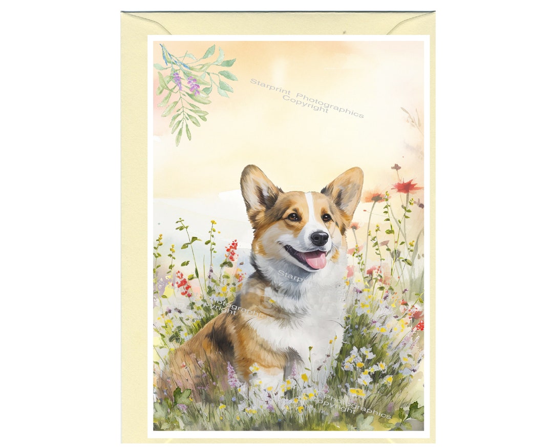 Personalised Corgi Dog Greetings Card /notelet (6"x 4") With Envelope ...