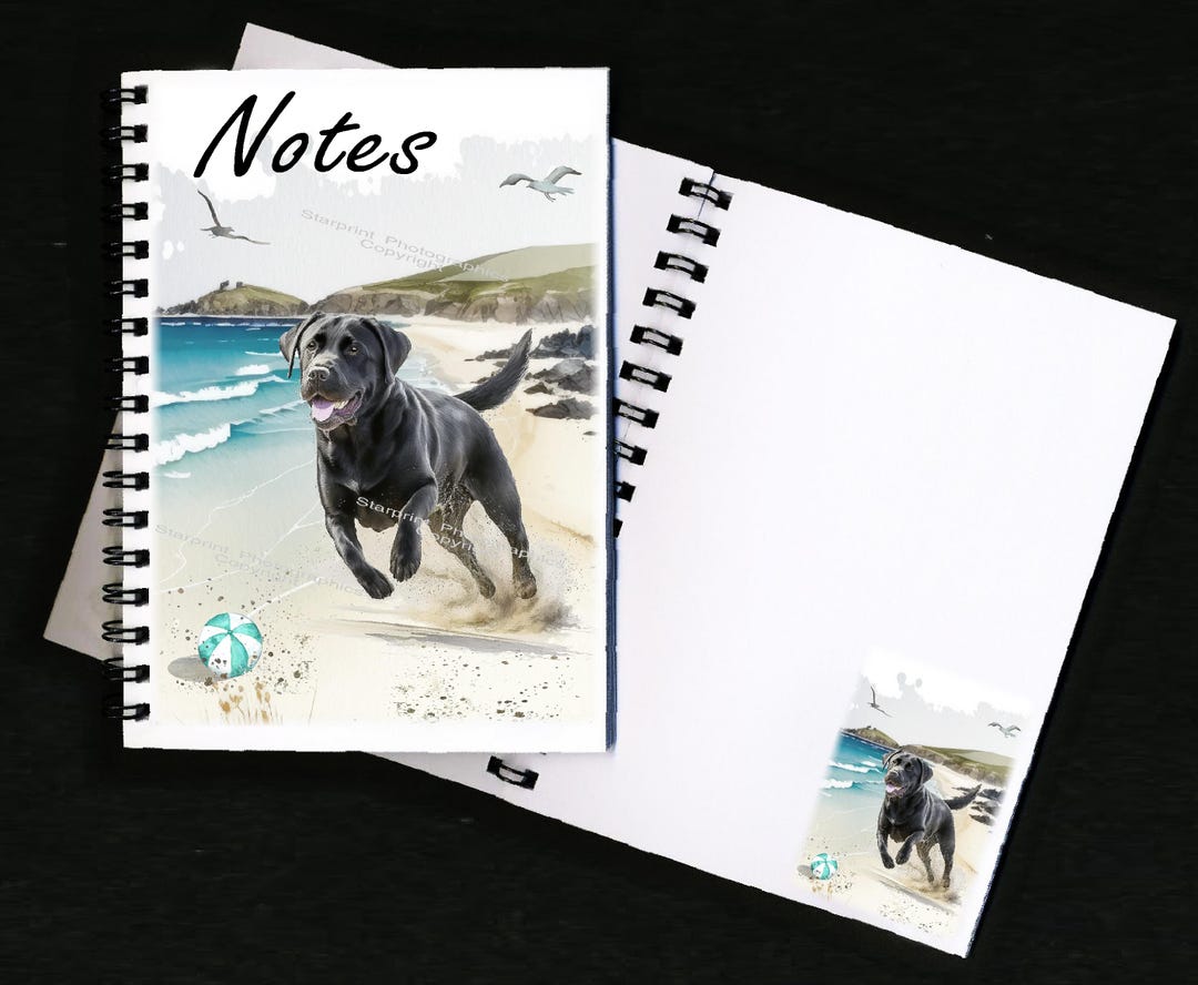 Labrador Black Dog Notebook / Notepad "beach Design" With Picture on ...