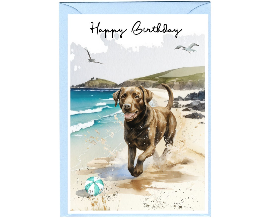 Labrador Retriever (chocolate/brown) Dog "happy Birthday" Card (6" X 4 ...