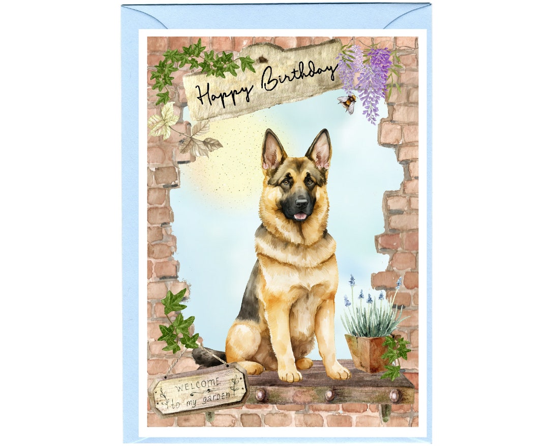 German Shepherd Dog happy Birthday Card 6 X 4 With Envelope Blank ...