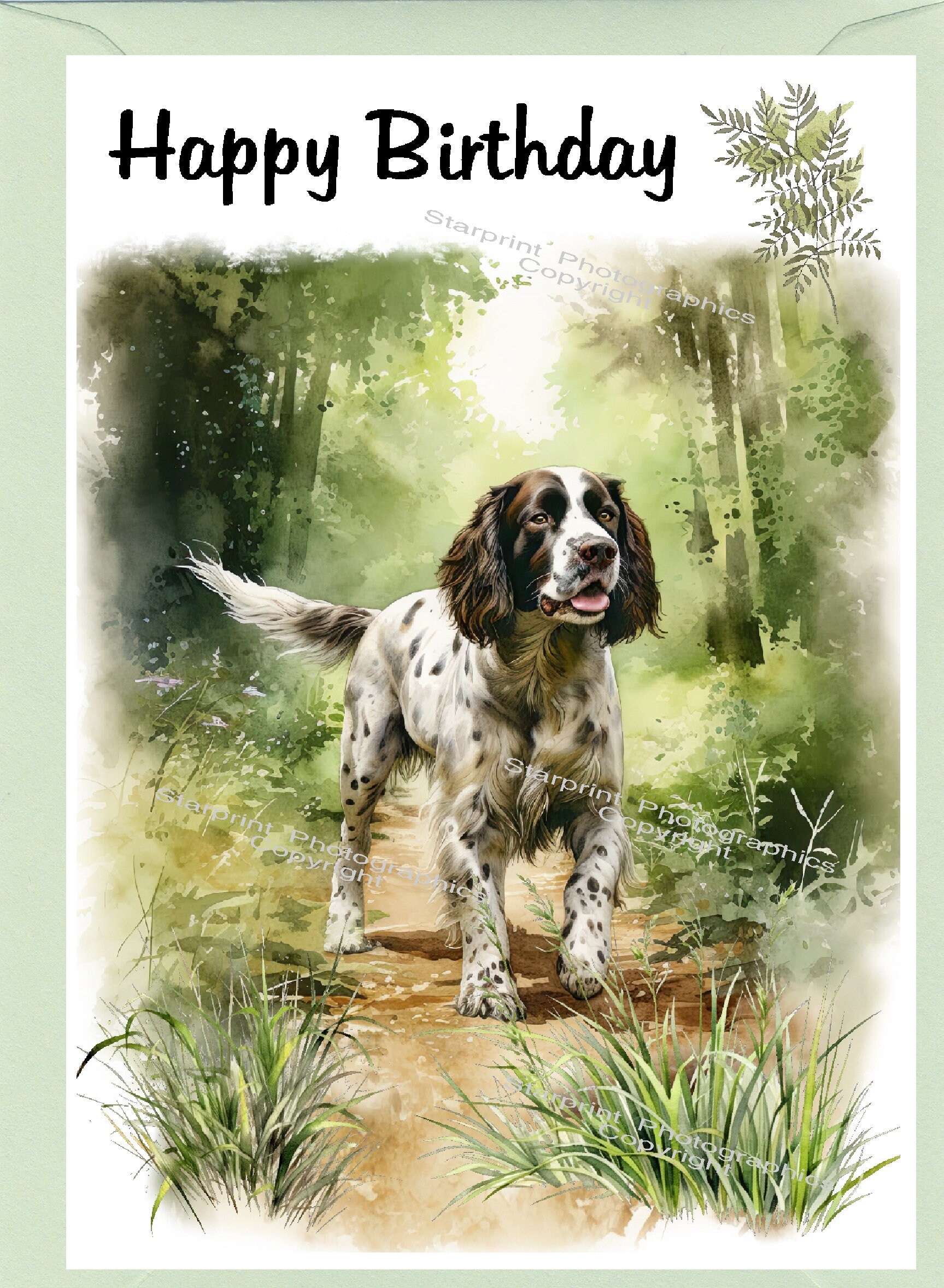English Springer Spaniel Dog "happy Birthday" Card (6"x 4") With ...