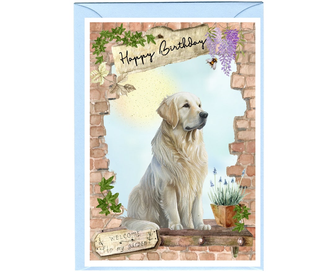 Golden Retriever Dog happy Birthday Card 6 X 4 With Envelope Blank ...
