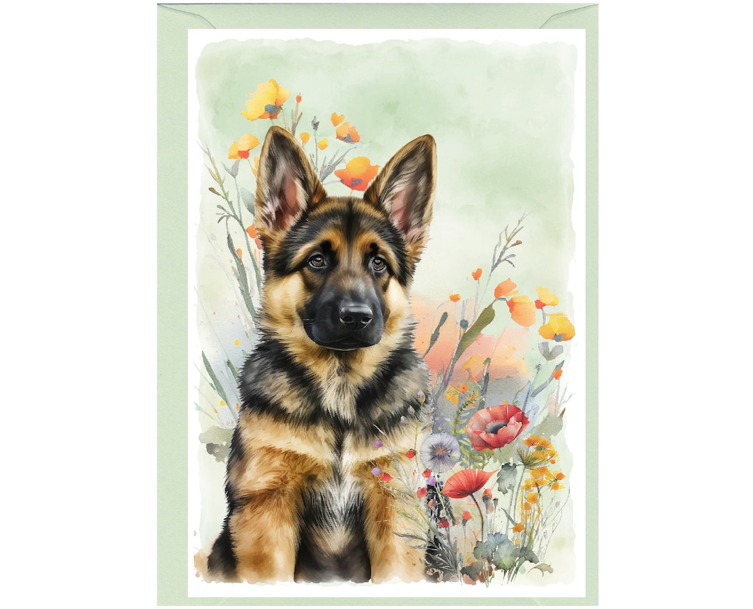 Personalised German Shepherd Dog Greetings Card /notelet (6" X 4") With ...