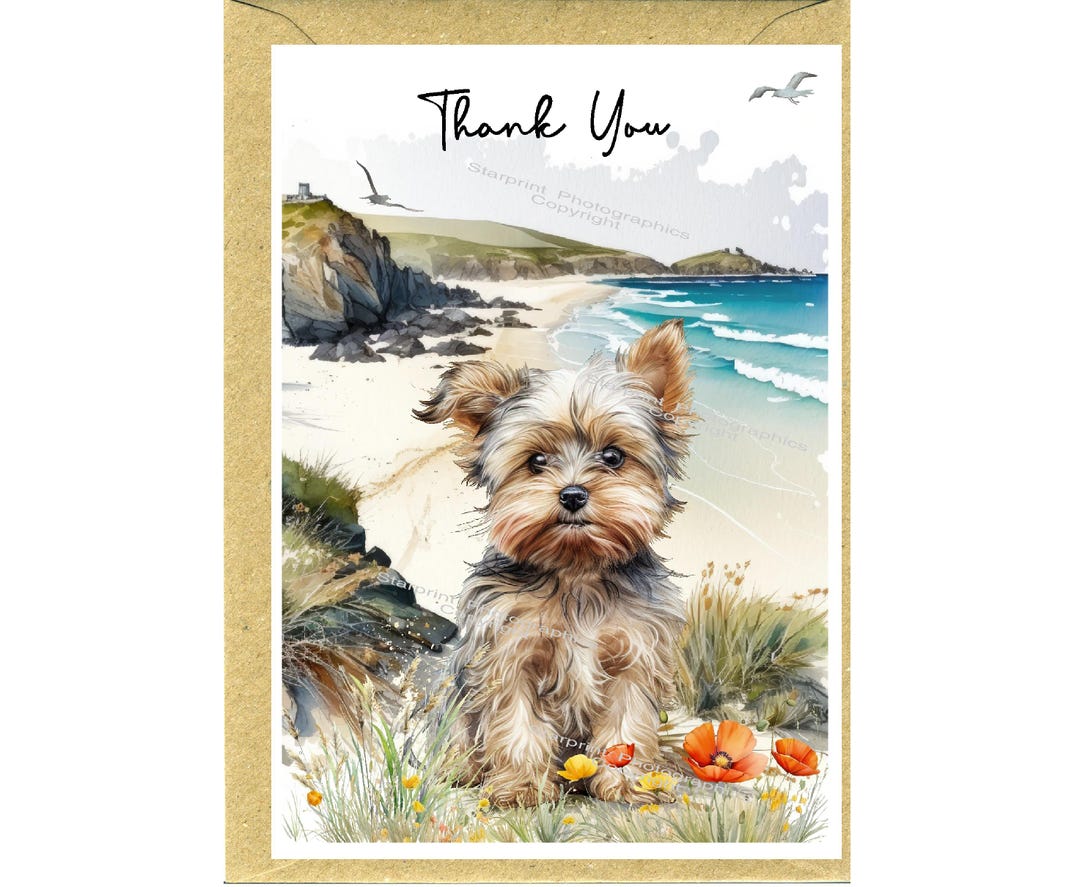Yorkshire Terrier / Yorkie Dog "thank You" Card (6" X 4") With Envelope ...