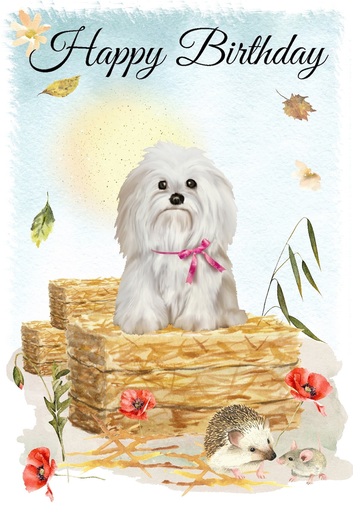 Maltese Dog happy Birthday Card 6x 4 - Etsy