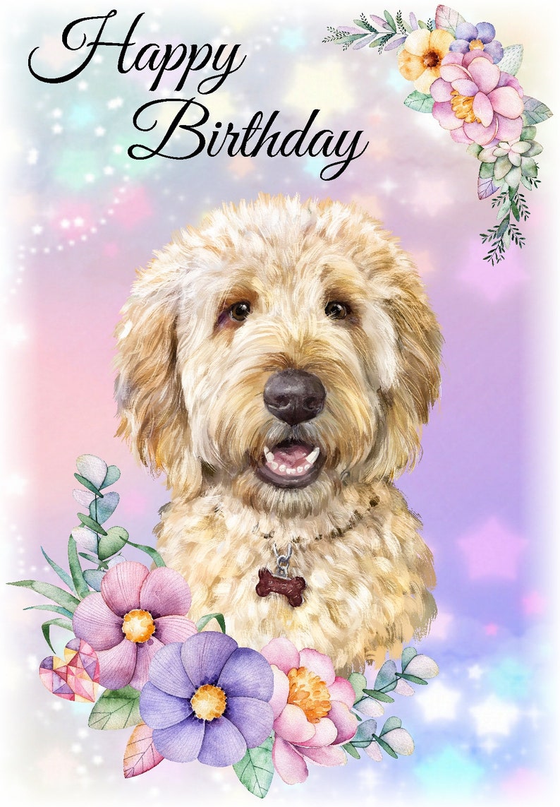 Golden Doodle / Labradoodle Dog happy Birthday - Etsy