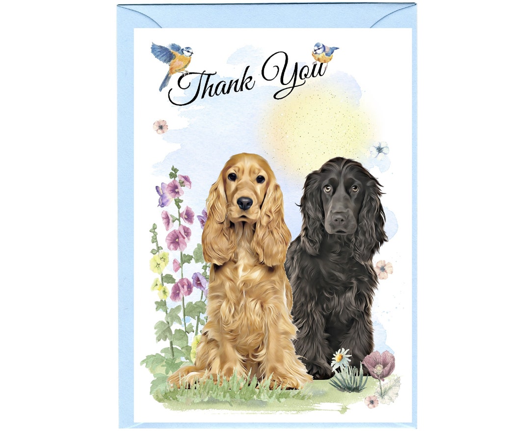 Cocker Spaniel Dog "thank You" Card (6" X 4") With Envelope - Blank ...