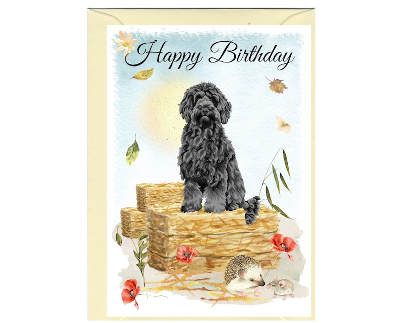 Labradoodle Dog "happy Birthday" Card (6"x 4") With Envelope. Blank ...