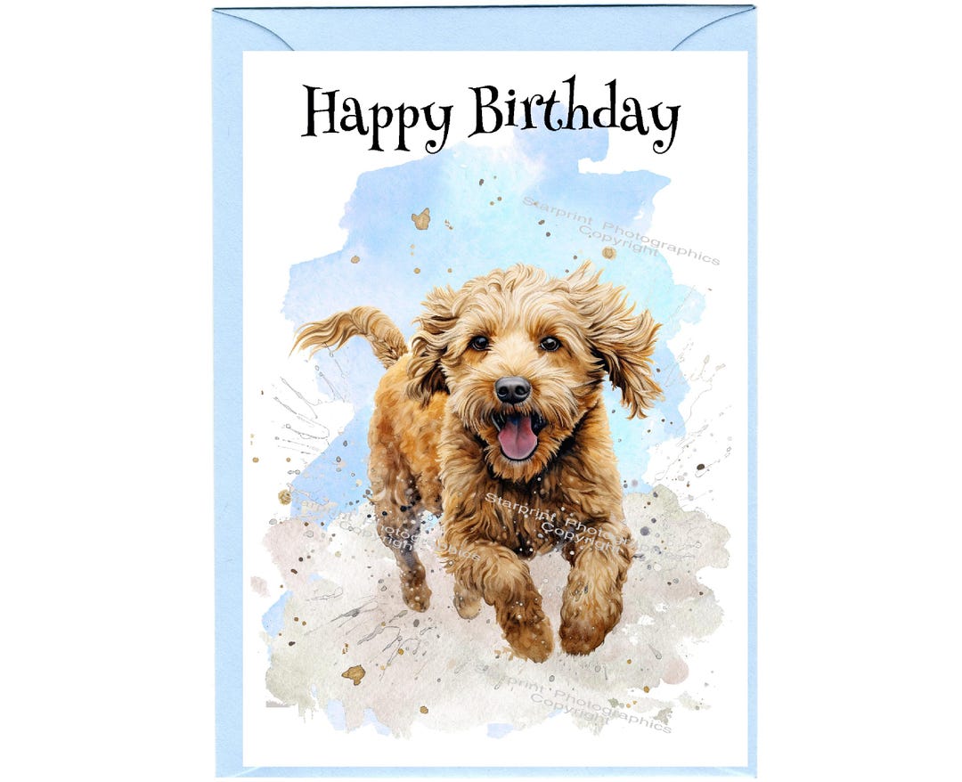 Labradoodle / Doodle Dog "happy Birthday" Card (6" X 4") With Envelope ...