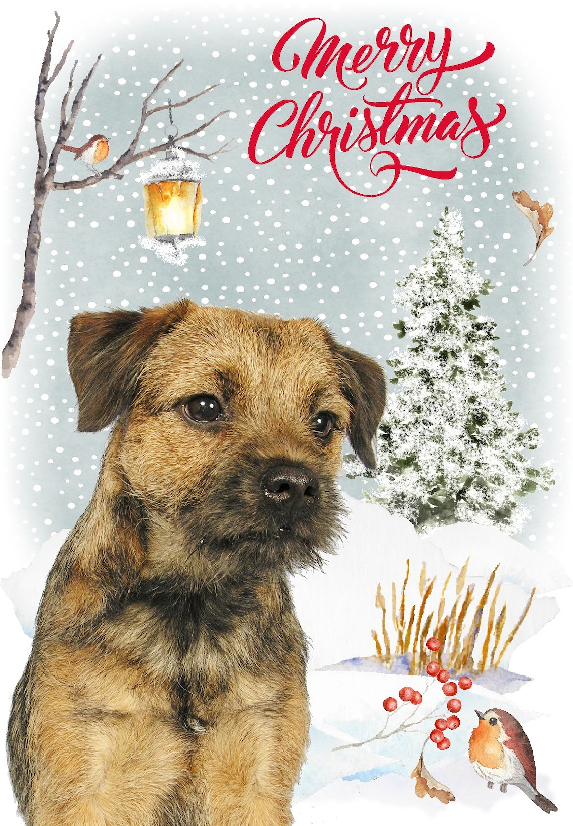 Border Terrier Dog Christmas Card 6 X 4 Blank - Etsy