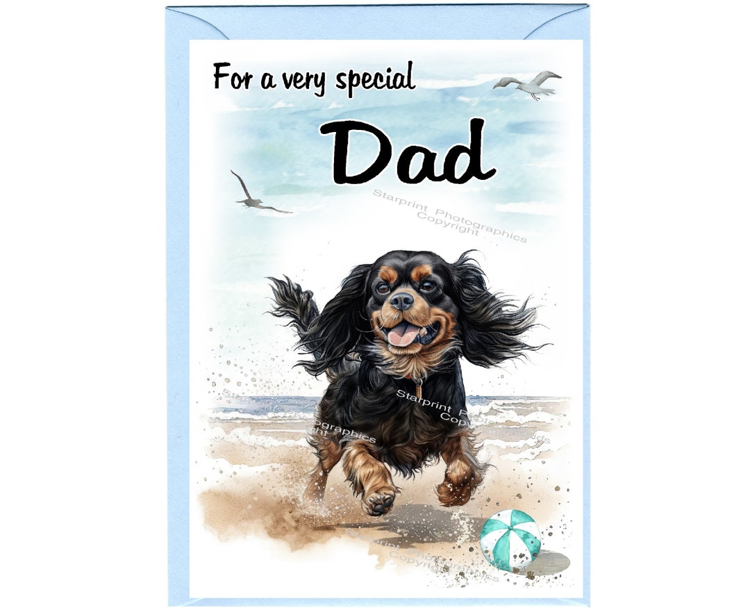 Cavalier King Charles Spaniel Dog Blank Card /notelet for DAD (6" X 4 ...