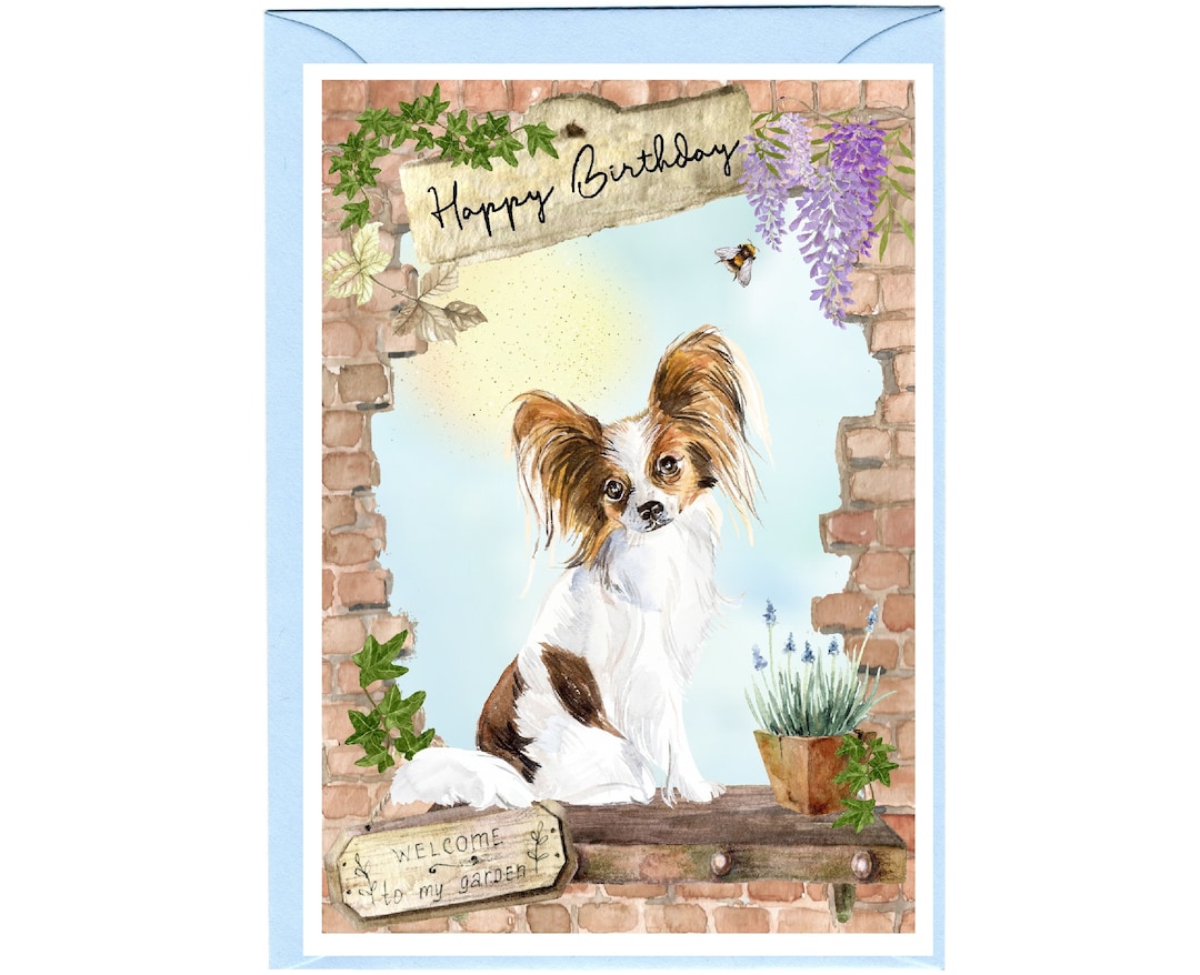 Papillon (butterfly) Dog "happy Birthday" Card (6"x 4") With Envelope ...