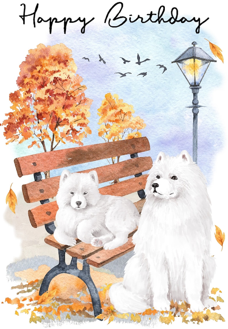 Samoyed Dog happy Birthday Card 6 X - Etsy