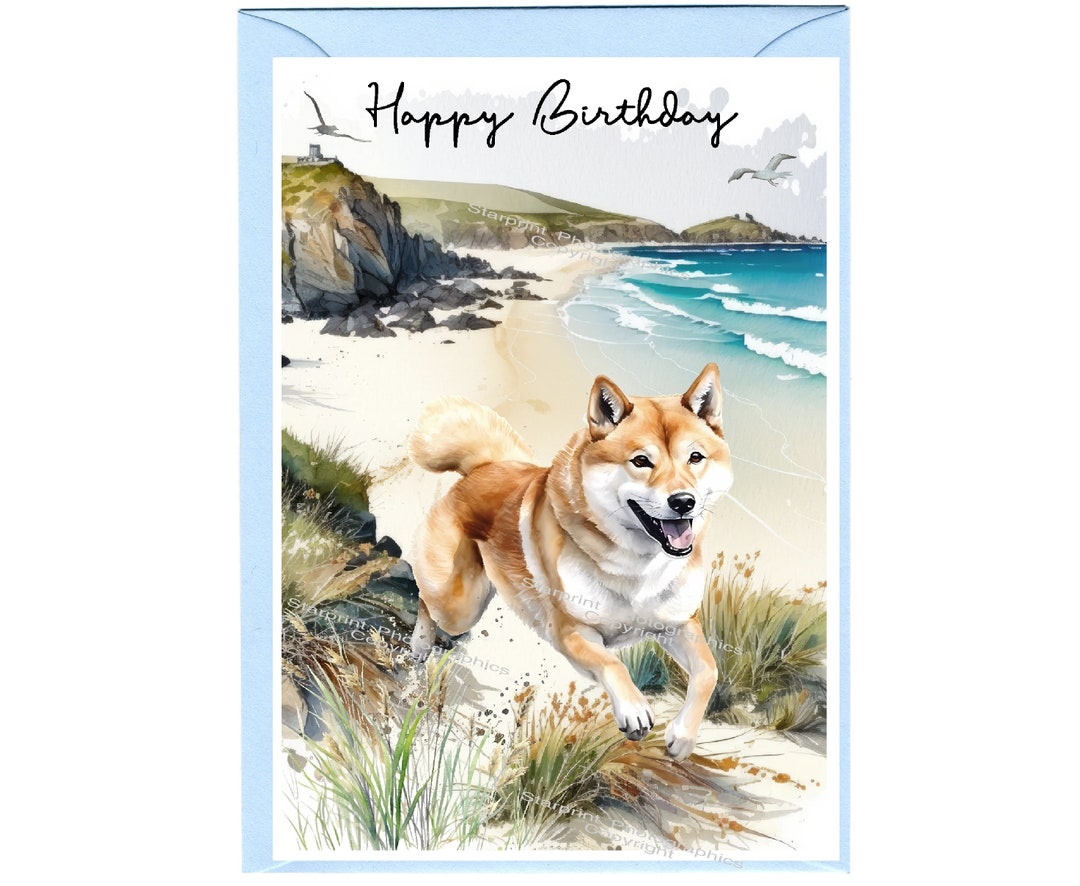 Shiba Inu Dog "happy Birthday" Card (6" X 4") With Envelope - Blank ...