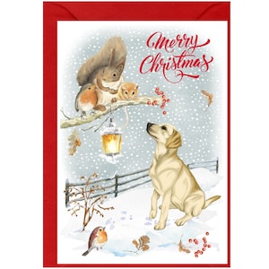 Yellow Labrador Retriever Dog Christmas Card (6" X 4") Blank Inside ...
