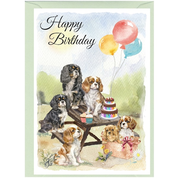 King Charles Spaniel Birthday Card - Etsy