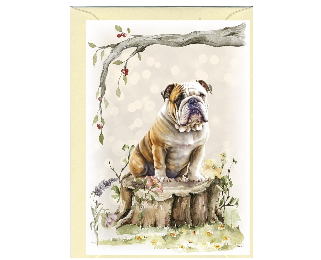 Personalised Bulldog Greetings Card /notelet (6" X 4") With Envelope ...